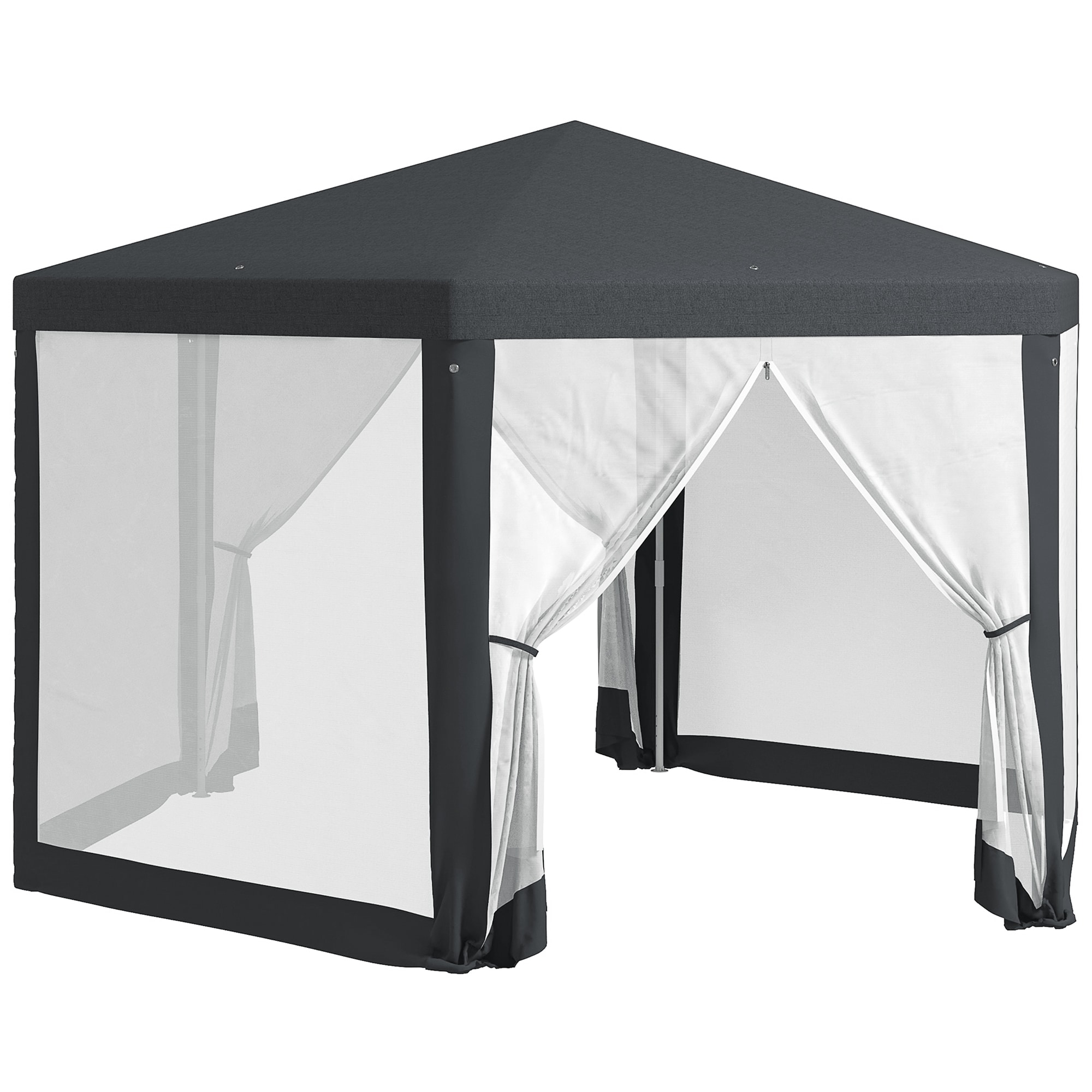 Outsunny Hexagonal Gazebo Patio, Outdoor Canopy Patio Party Tent Dark ...