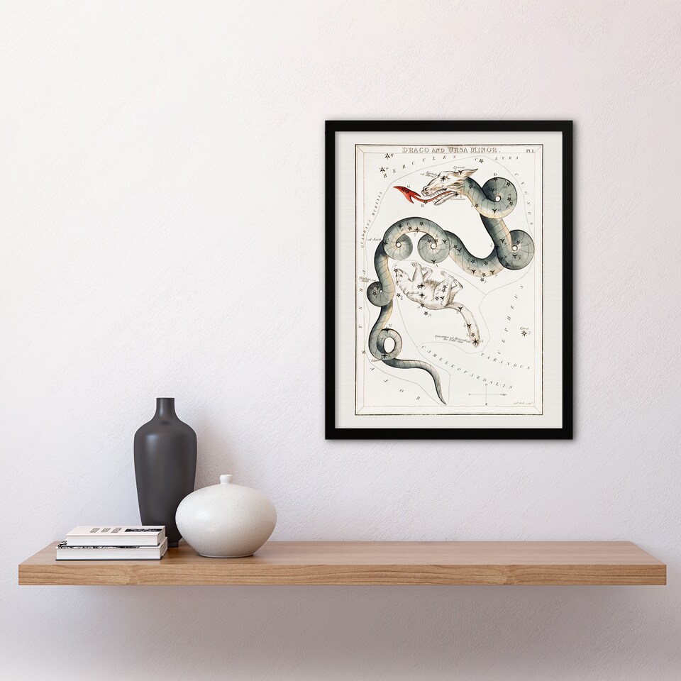 Draco and Ursa Minor Constellation Hall Framed Wall Art Print 12X16 ...