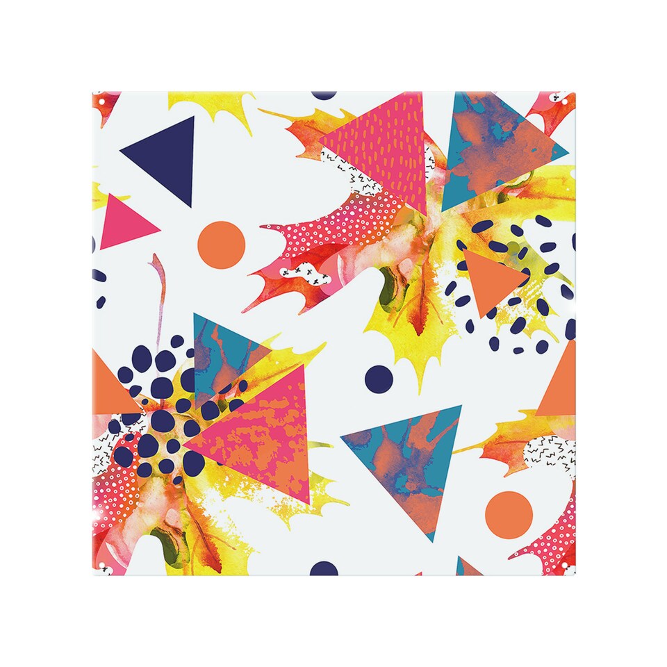Maple Leaves & Geometric Patterns Splash Back | White - Tesco Groceries