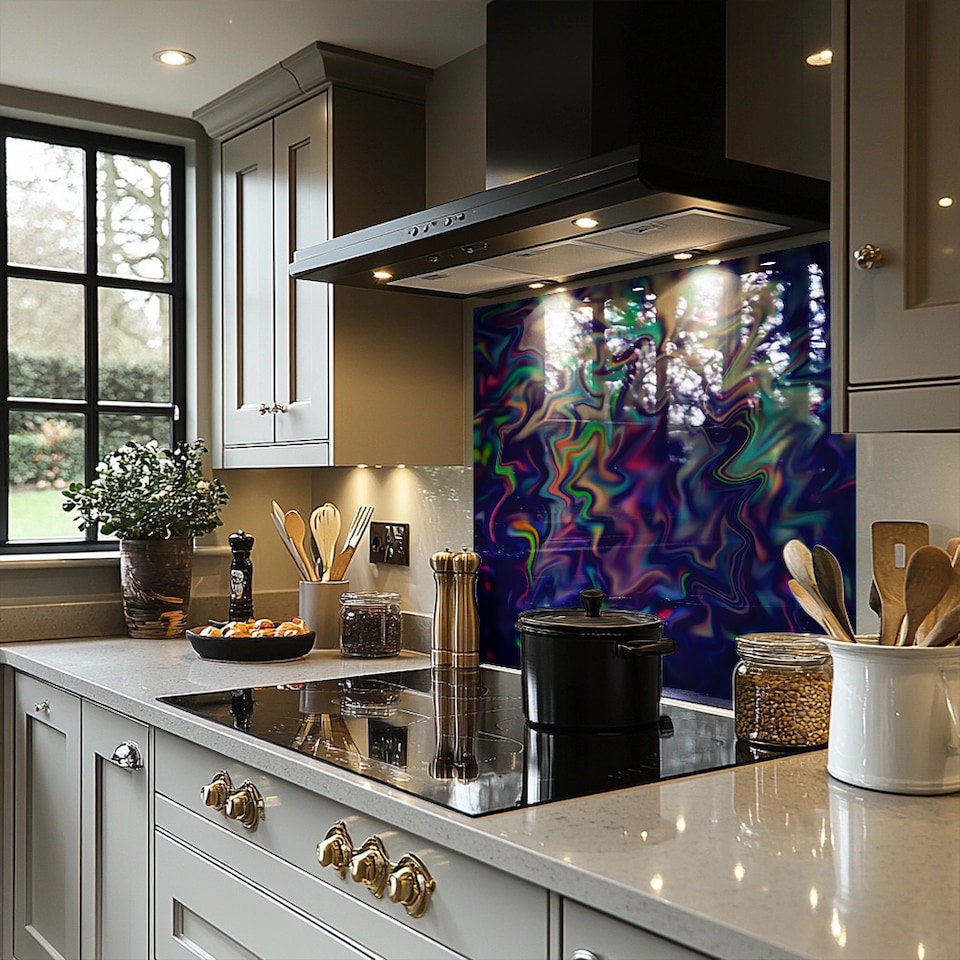 Psychedelic Marble Splash Back | White - Tesco Groceries
