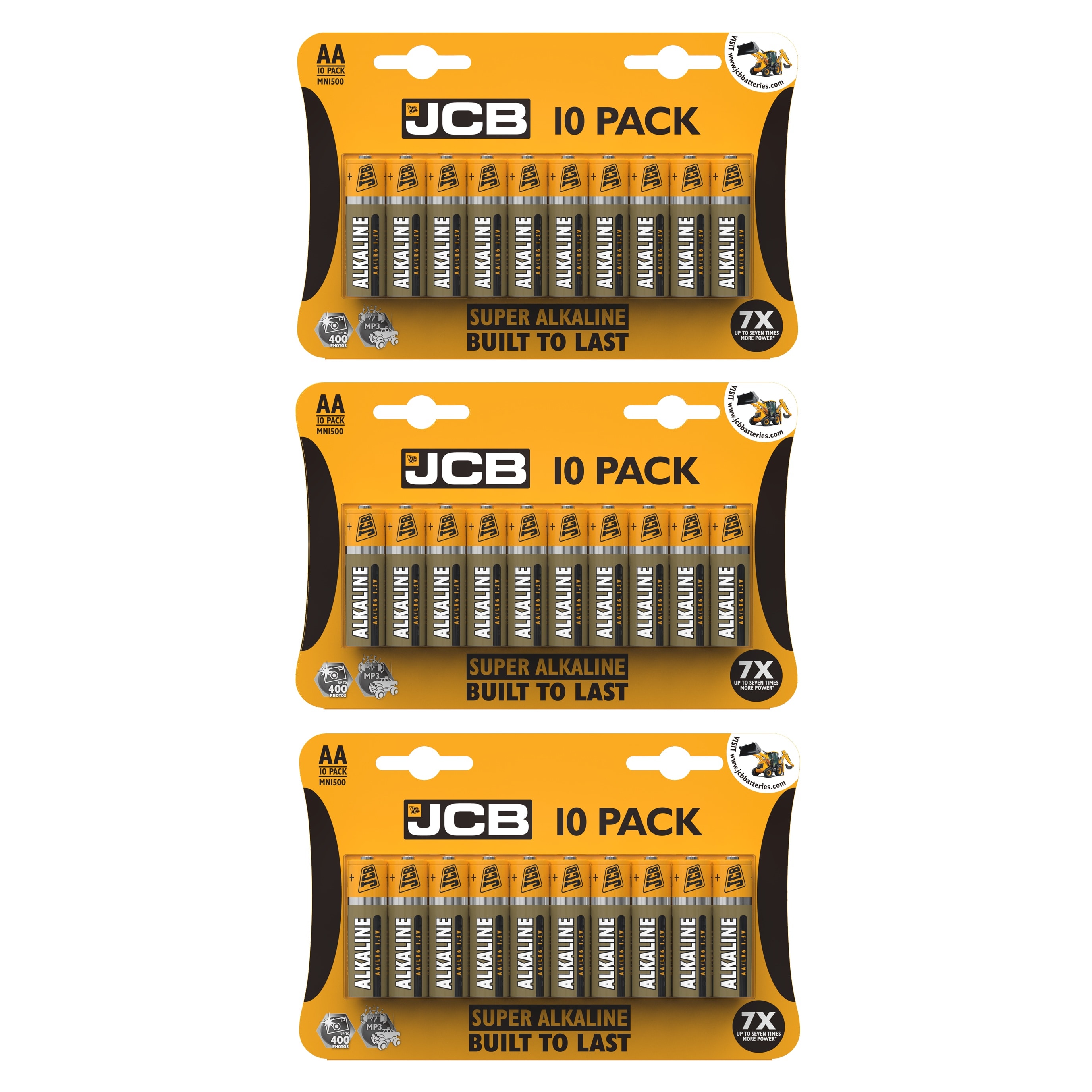 3x JCB AA Super Alkaline Batteries - Pack of 10 | Multi | AA | 10 ...