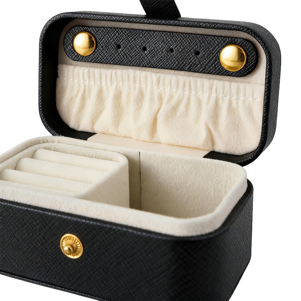 Living and Home Portable Mini Jewelry Box Organizer-Black | Black ...