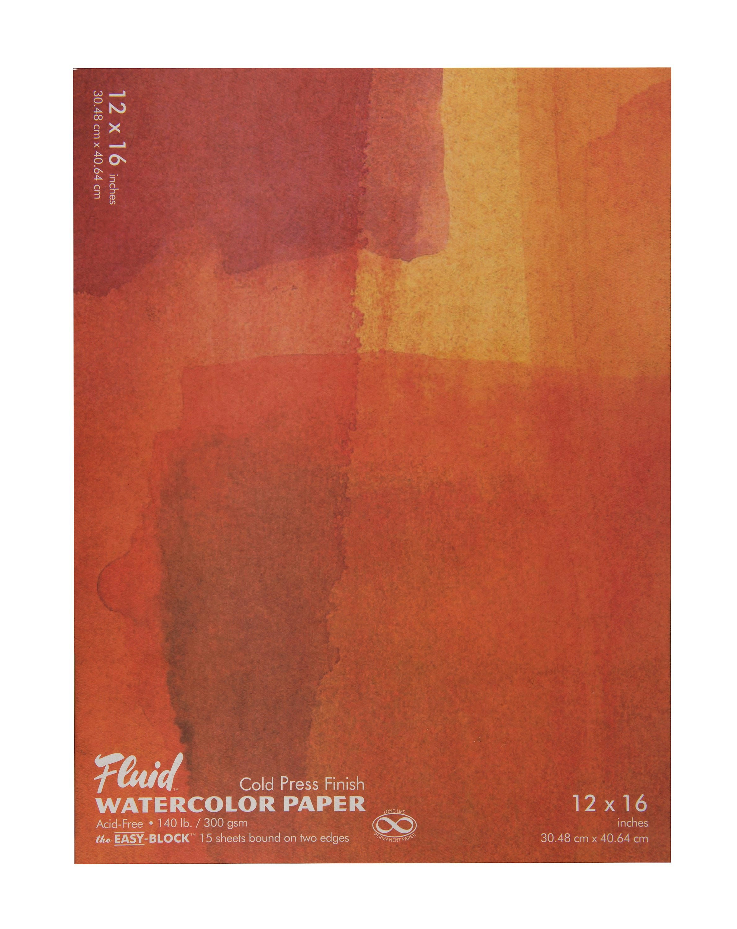 Speedball Fluid Cold Press Watercolour Paper Block, White, 12 x 16inch ...