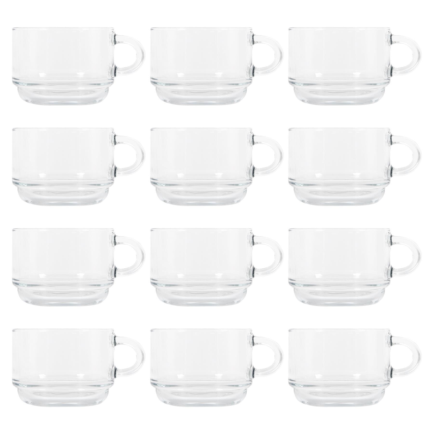 LAV Cozy Stacking Glass Coffee Cups - 270ml - Pack of 12 | Clear ...