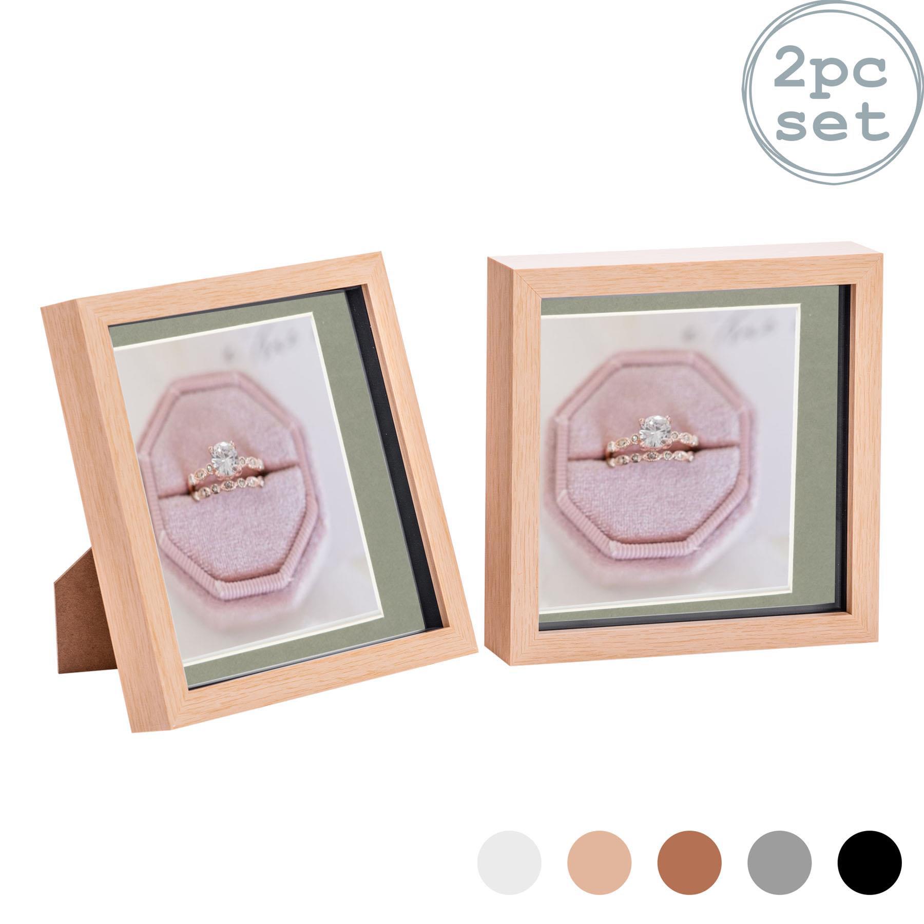Nicola Spring 8 x 8" Photo Frames - Light Wood/Grey Mount - 3D Picture ...