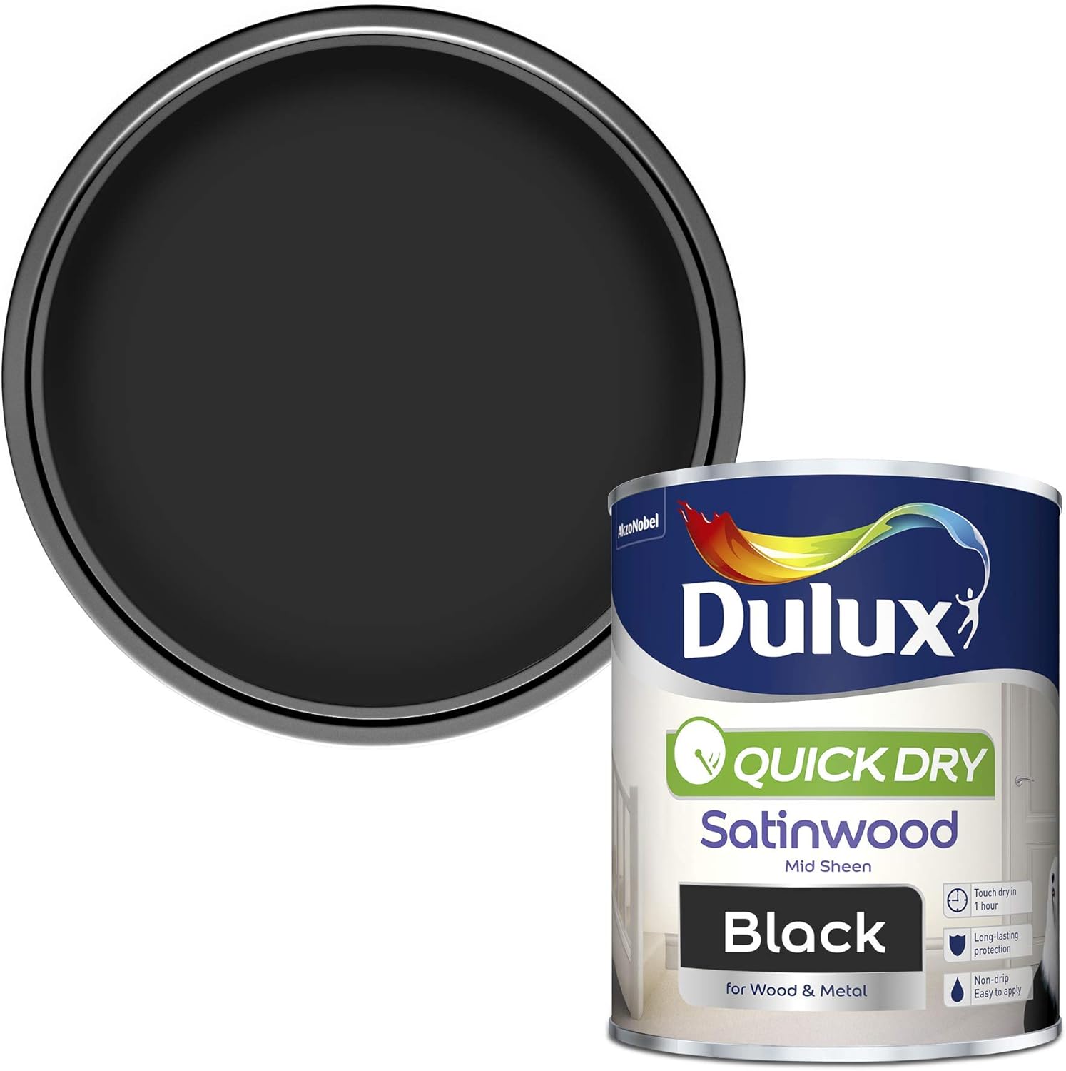 Dulux Quick Dry Satinwood Black 750ml - Tesco Groceries