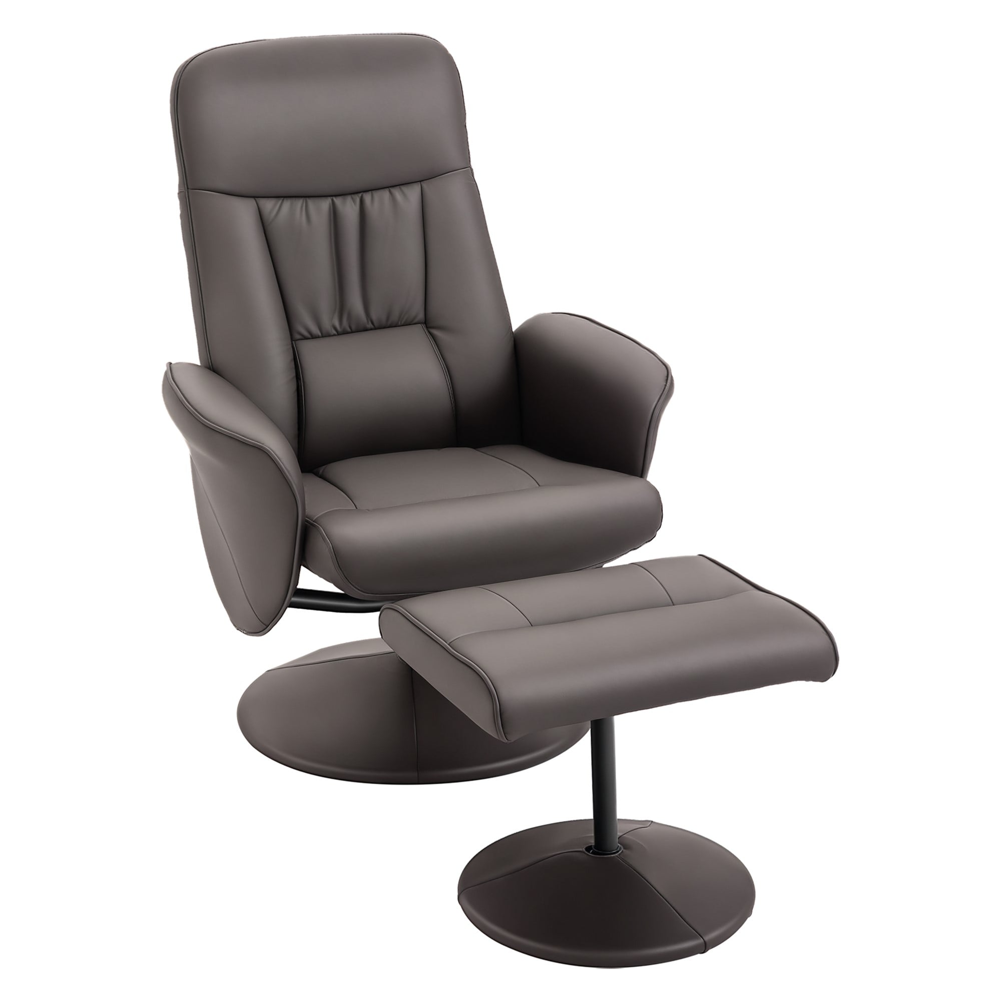 HOMCOM Executive Recliner Chair High Back and Footstool Armchair Lounge ...