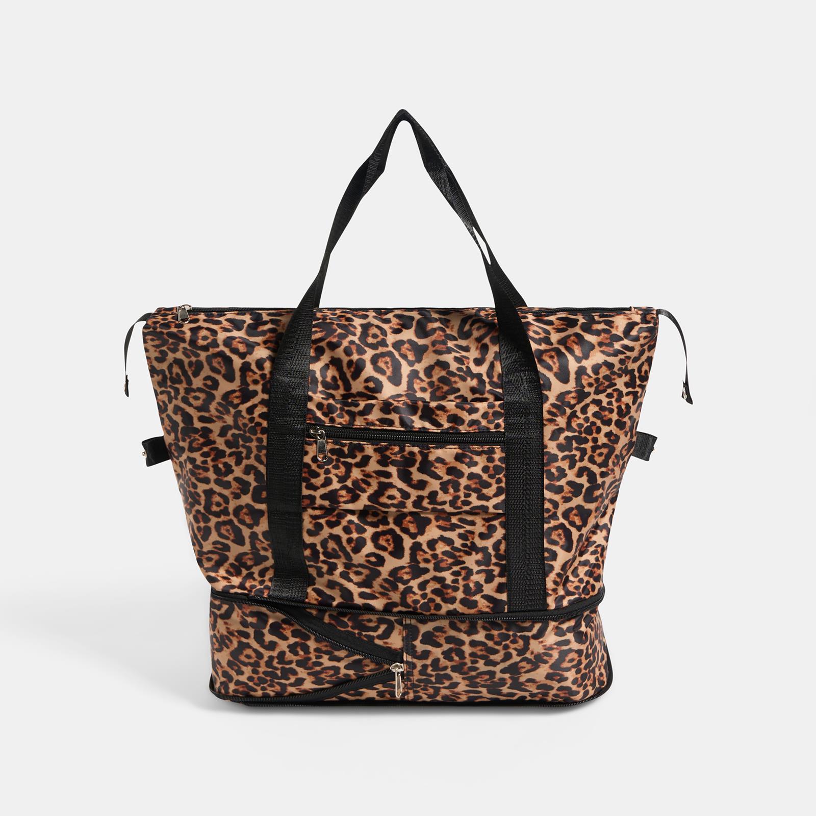 OHS Leopard Weekend Travel Bag Expandable Cabin Gym Duffel - Tesco ...
