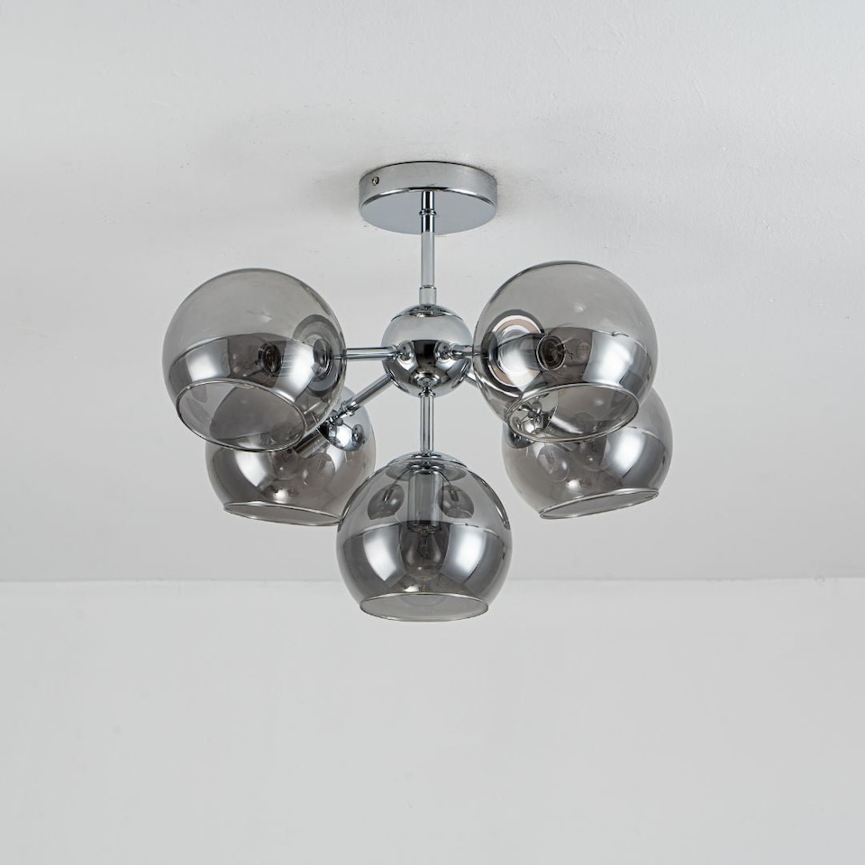 Pagazzi Nia Chrome Smoke 5-Light Semi-Flush Ceiling Light - Tesco Groceries