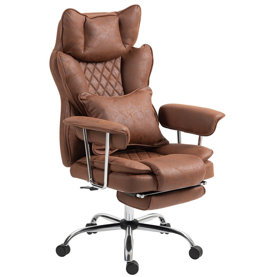 HOMCOM Executive Office Chair, Leathaire Reclining Computer Desk Chair ...