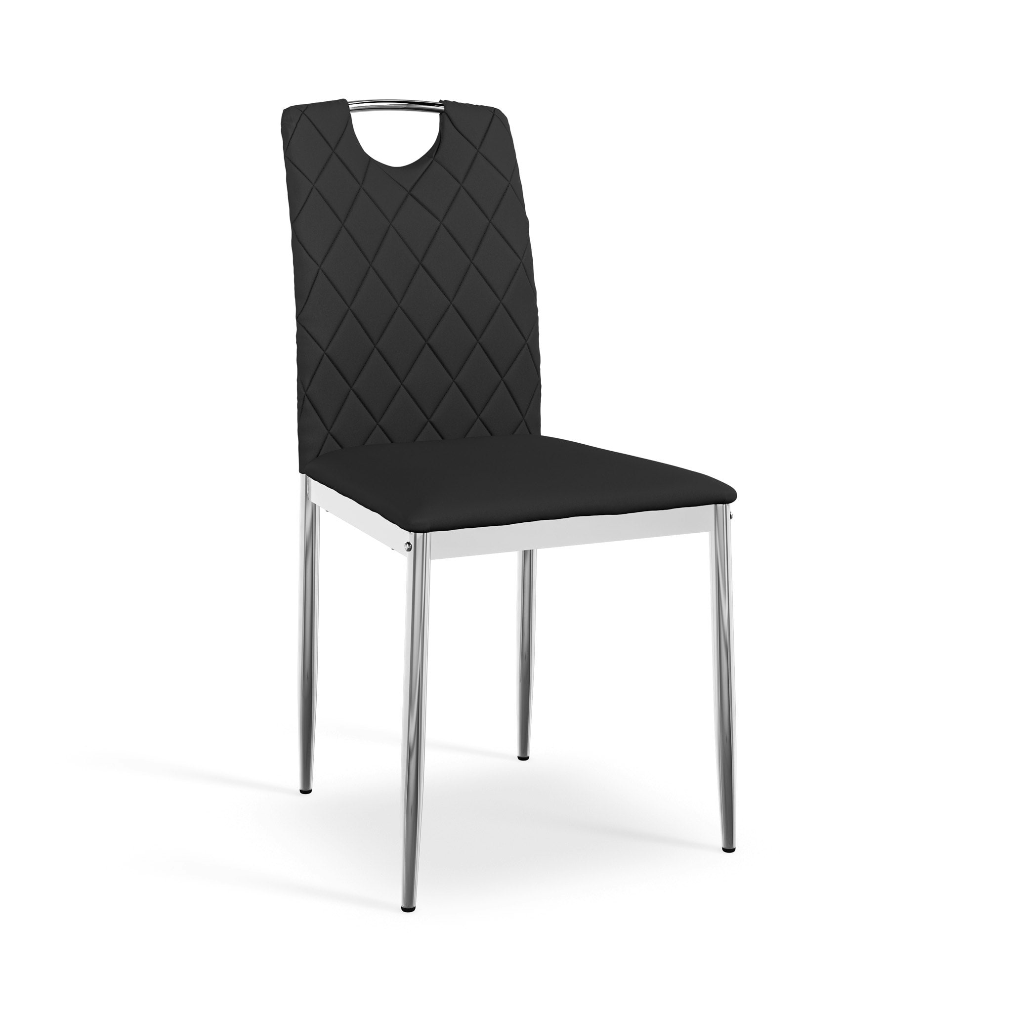 Set Of 2 Monza Faux Leather Dining Chair Modern Padded Seat Chrome Legs ...