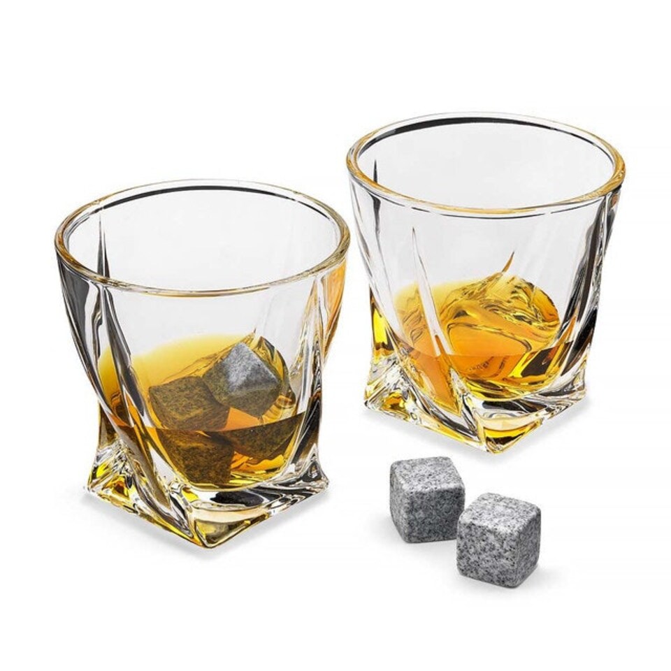 Ingenious Twisted Glass set of 2 with Ice Stones - Tesco Groceries
