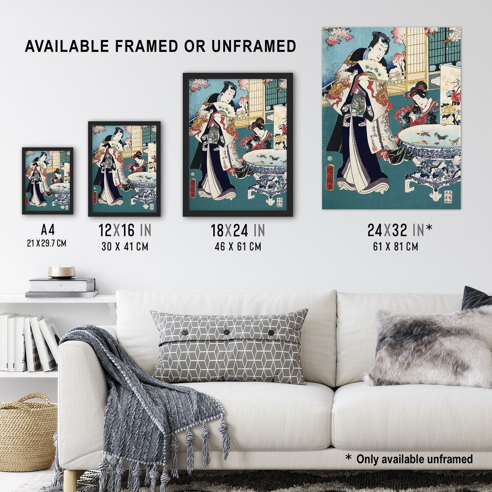 Spring Outing in a Villa Japan Framed Wall Art Print Toyohara Kunichika ...