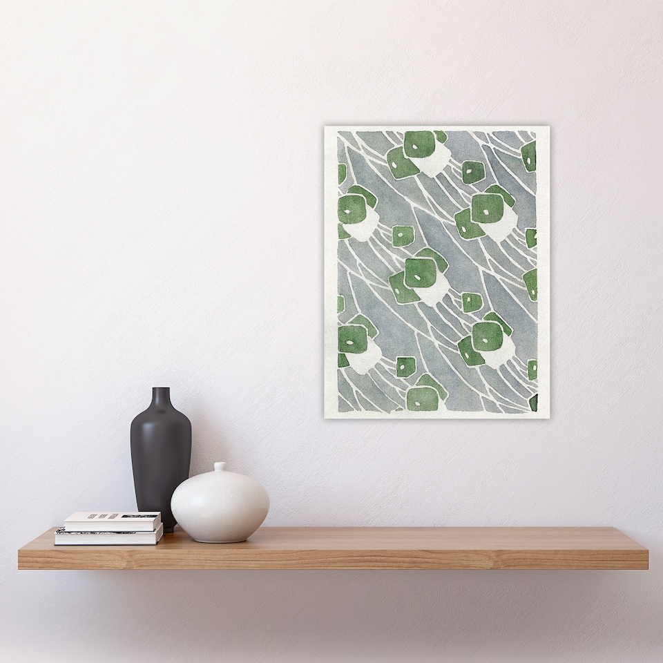Green Geometric Pattern Vintage Wall Art Print Overbeck 12x16" - Tesco ...