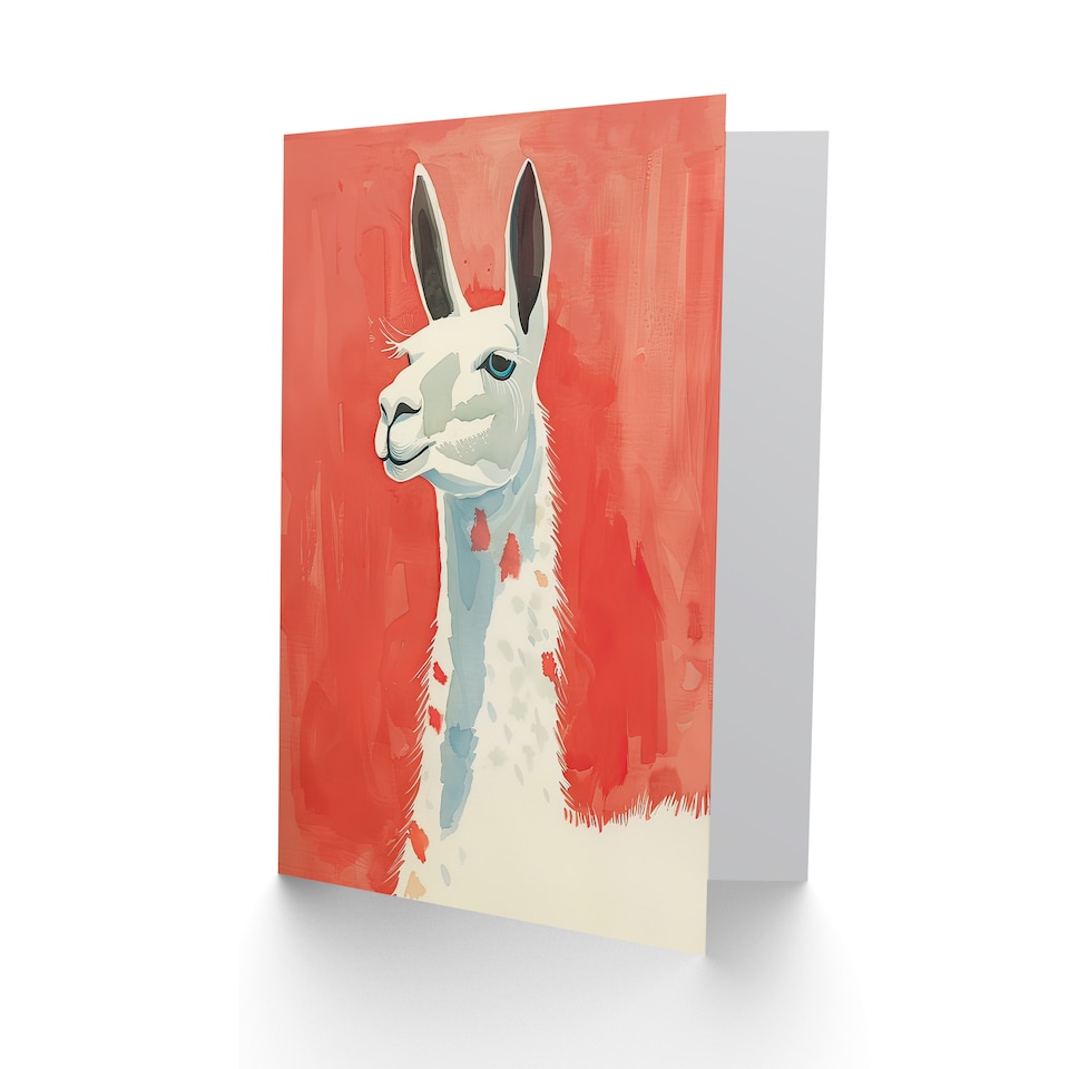 Greeting Card Llama Drama Red Watercolour Animal Portrait Birthday ...