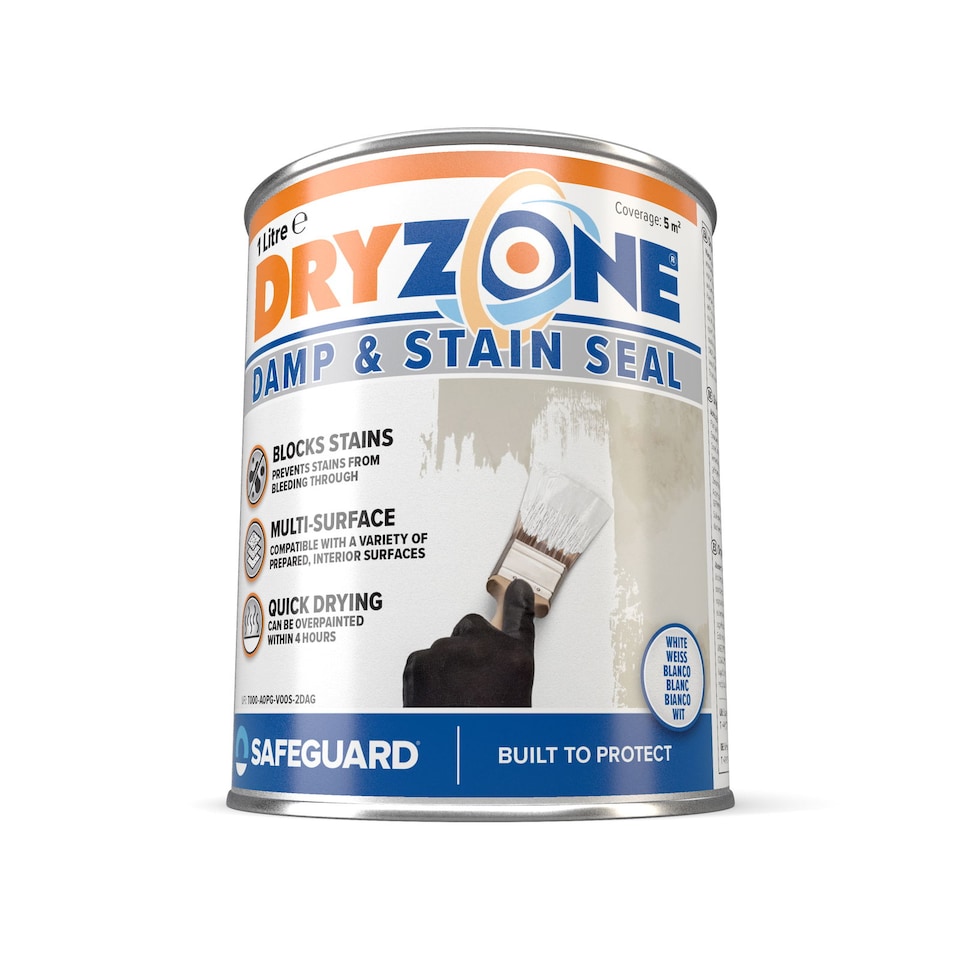 Dryzone White Stain Seal & Damp-Proof Paint (1L) - One Coat Blocker for ...