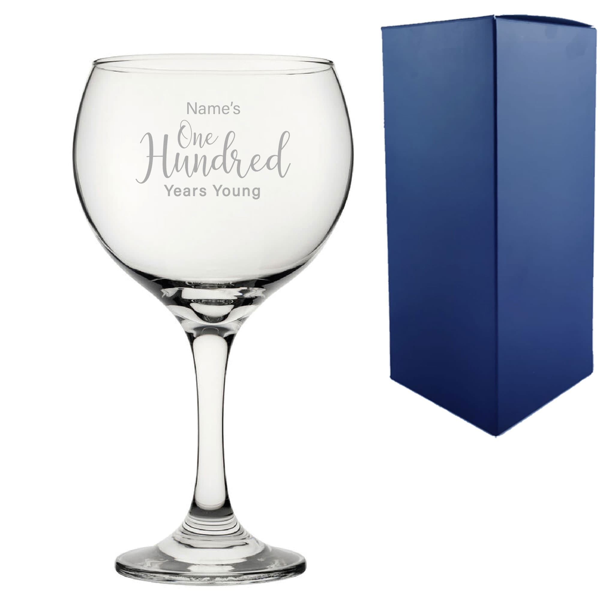 Personalised 100th Birthday Years Young Delicate Font Cubata Gin Glass ...