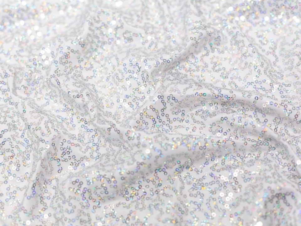 Minerva Core Range Silver Sequin ITY Silky Stretch Knit Fabric for ...