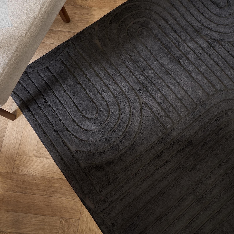 OHS Tufted Arches Rug Soft Floor Carpet Non Slip Area Mat | Black ...