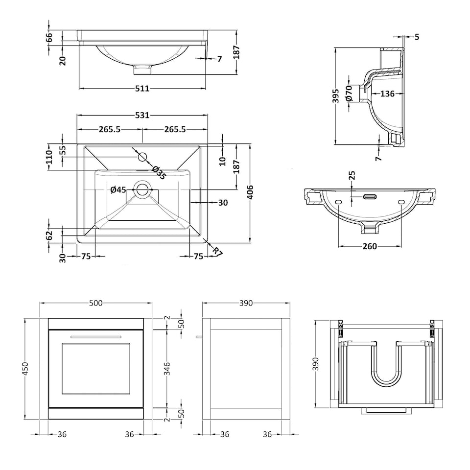 Wall Hung 1 Drawer Vanity Unit & 1TH Fireclay Basin, 500mm, Green ...