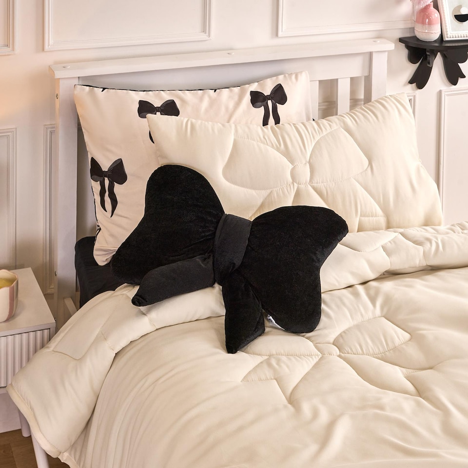 OHS Bow Quilted 7.5 Tog Coverless Duvet with Pillowcase Winter Warm ...