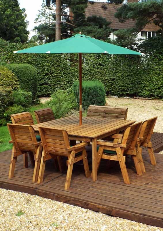 Eight Seater Square Table Set with Cushions - W250 x D250 x H98 - Fully ...