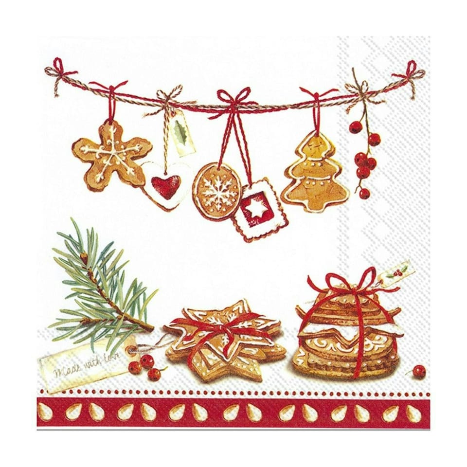 IHR Lunch Napkins Cookies, Ma With Love Red 33cm 3ply 20 Pack - Tesco ...