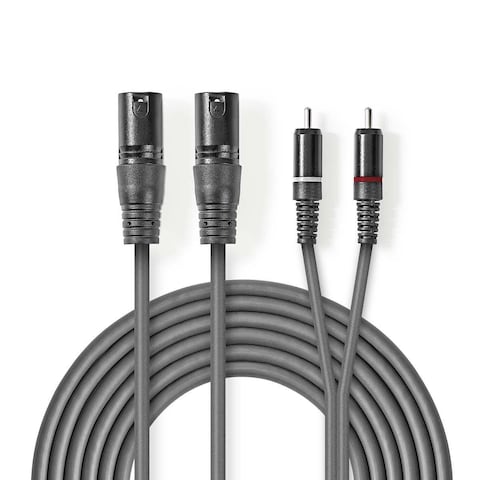Nedis 3m Balanced Flexble Audio Cable, 2x XLR 3-Pin Male - 2x RCA Male ...