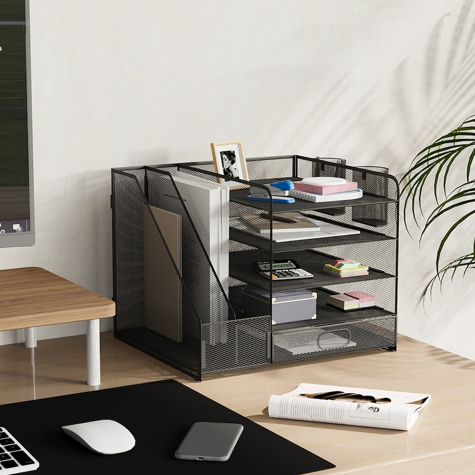 Living and Home 5-Tier Multifunctional Desktop Organizer with Vertical ...