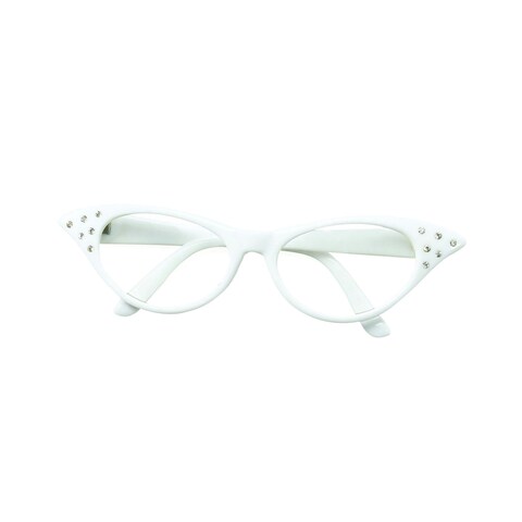 Bristol Novelty Womens/Ladies 50s Female Glasses - White - One Size One ...
