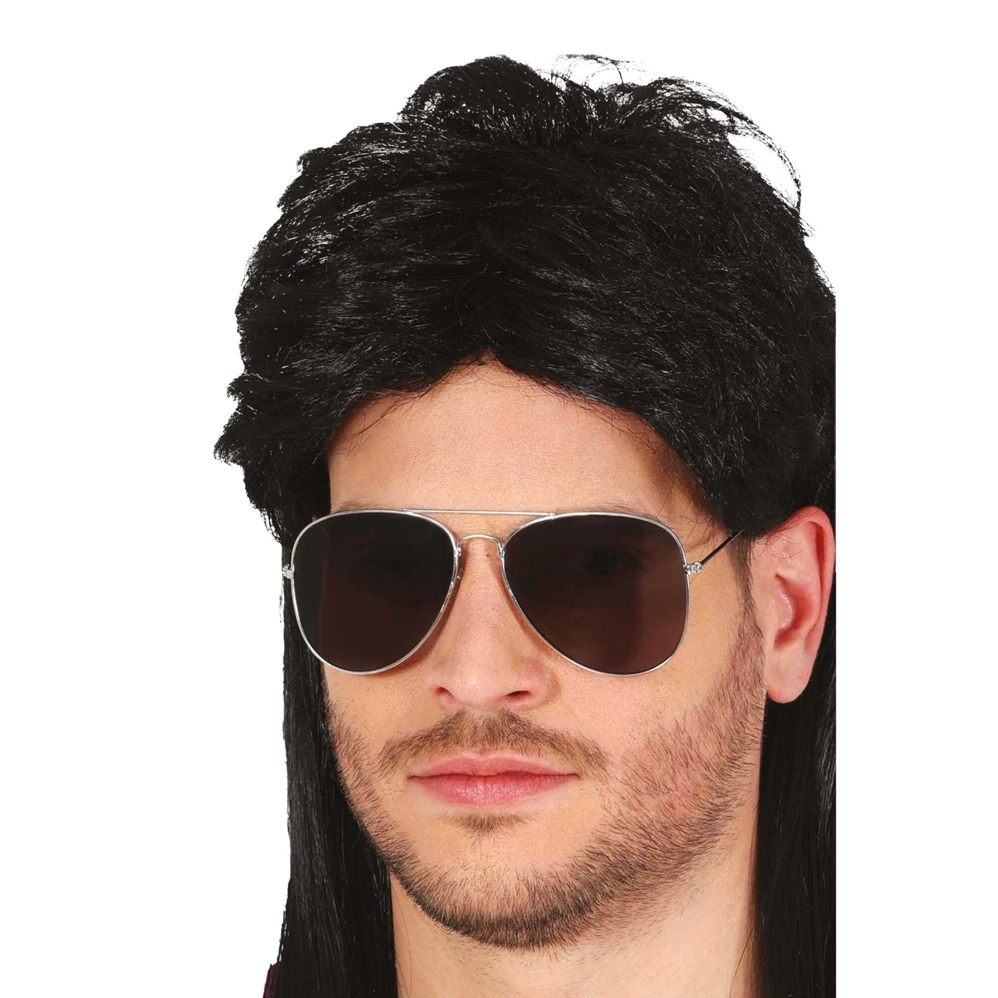 Fiestas Guirca Mens Mullet Wig | Black | Black | One Size | 1 - Tesco ...