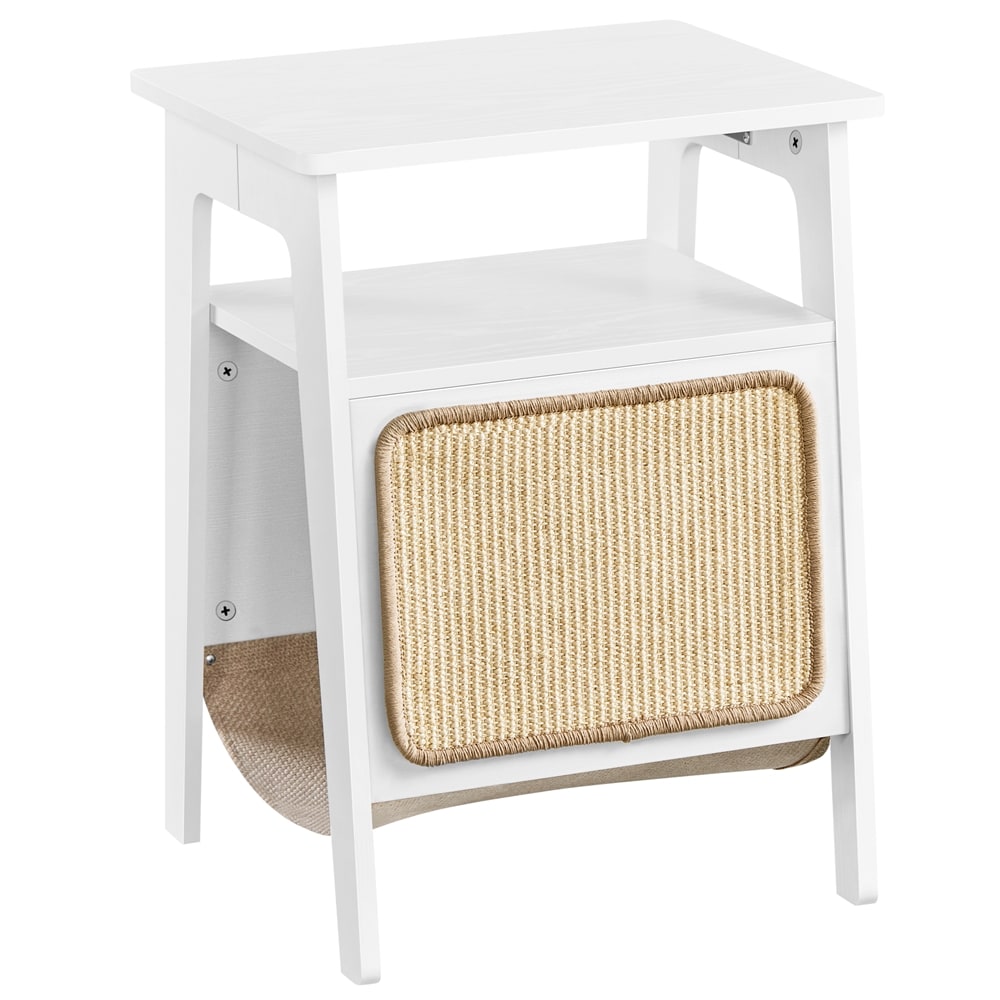 Yaheetech Multipurpose Wooden Side Table with Cat Bed | White | One ...