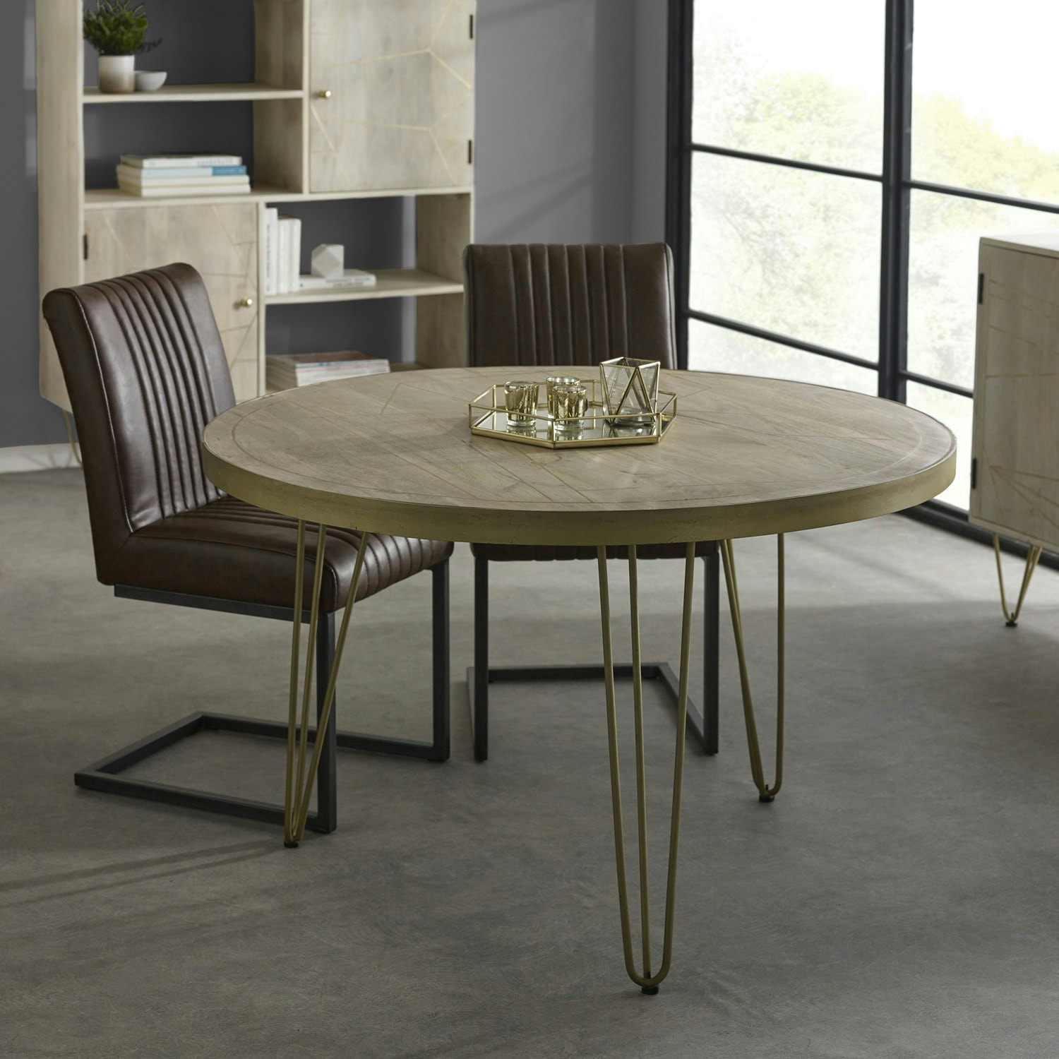 Light Gold Round Dining Table - Tesco Groceries