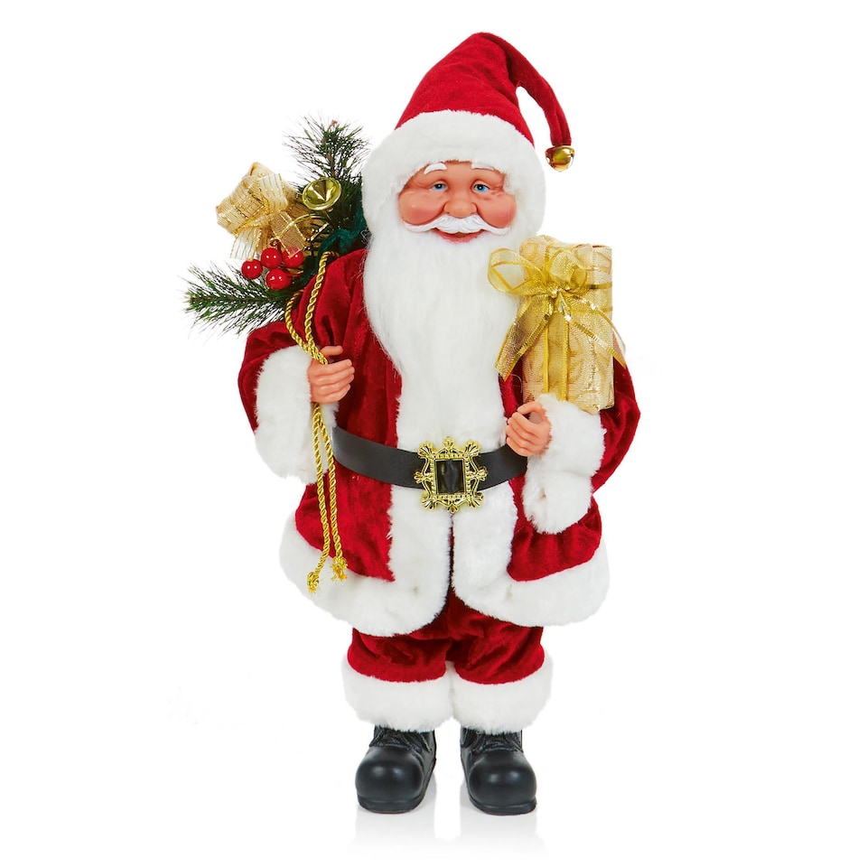 Premier - 40cm Red Traditional Santa with Sack and Presents - Tesco ...