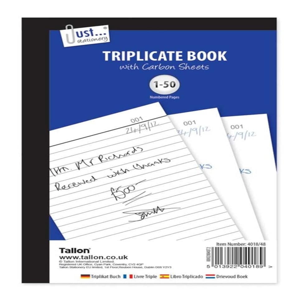 Just Stationery Full Size Triplicate Book Notebook - Tesco Groceries