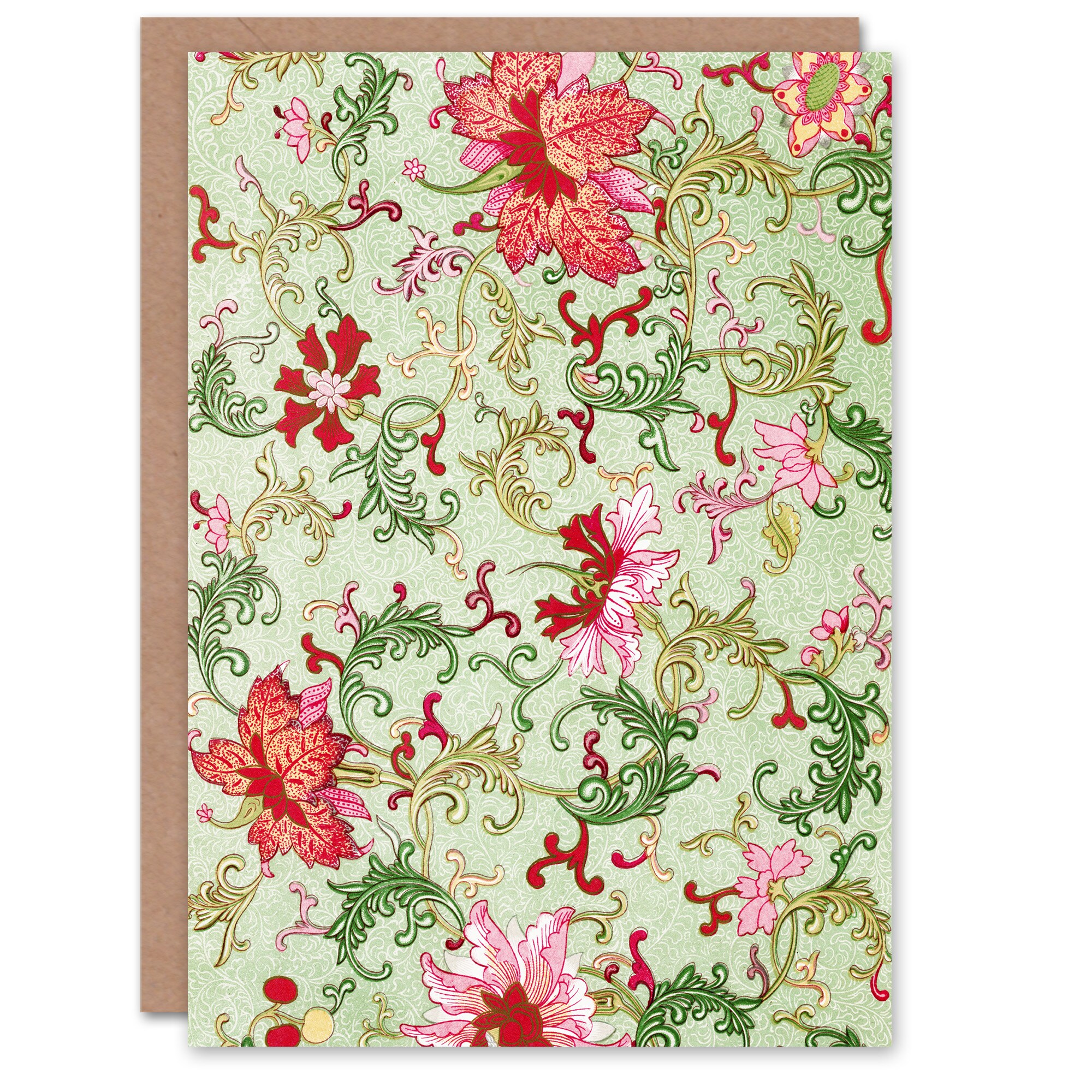 Owen Jones Art Nouveau Pink Flower Pattern Art Greeting Card - Tesco ...