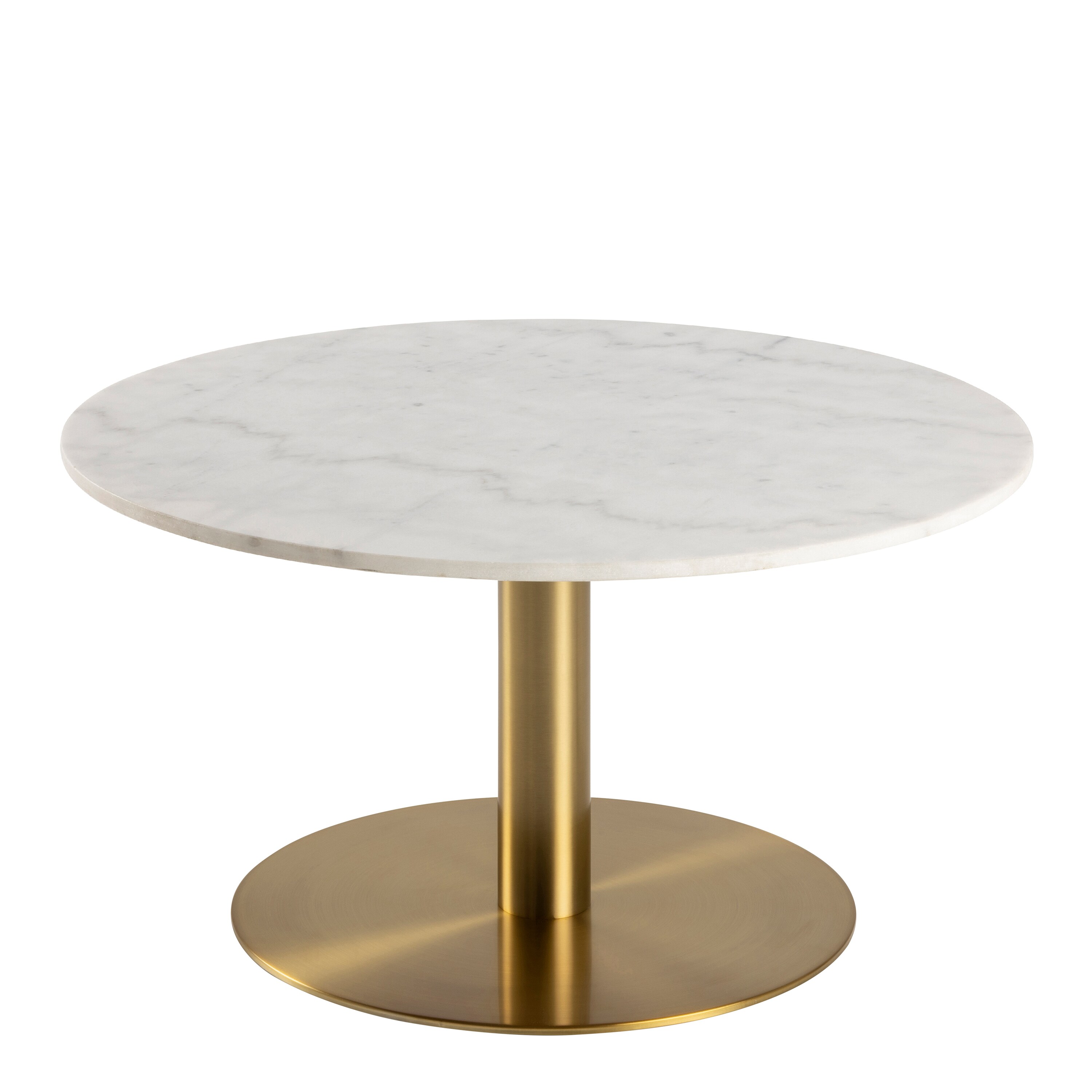 Corby Round Coffee Table with White Polished Marble Top & Gold Base ...