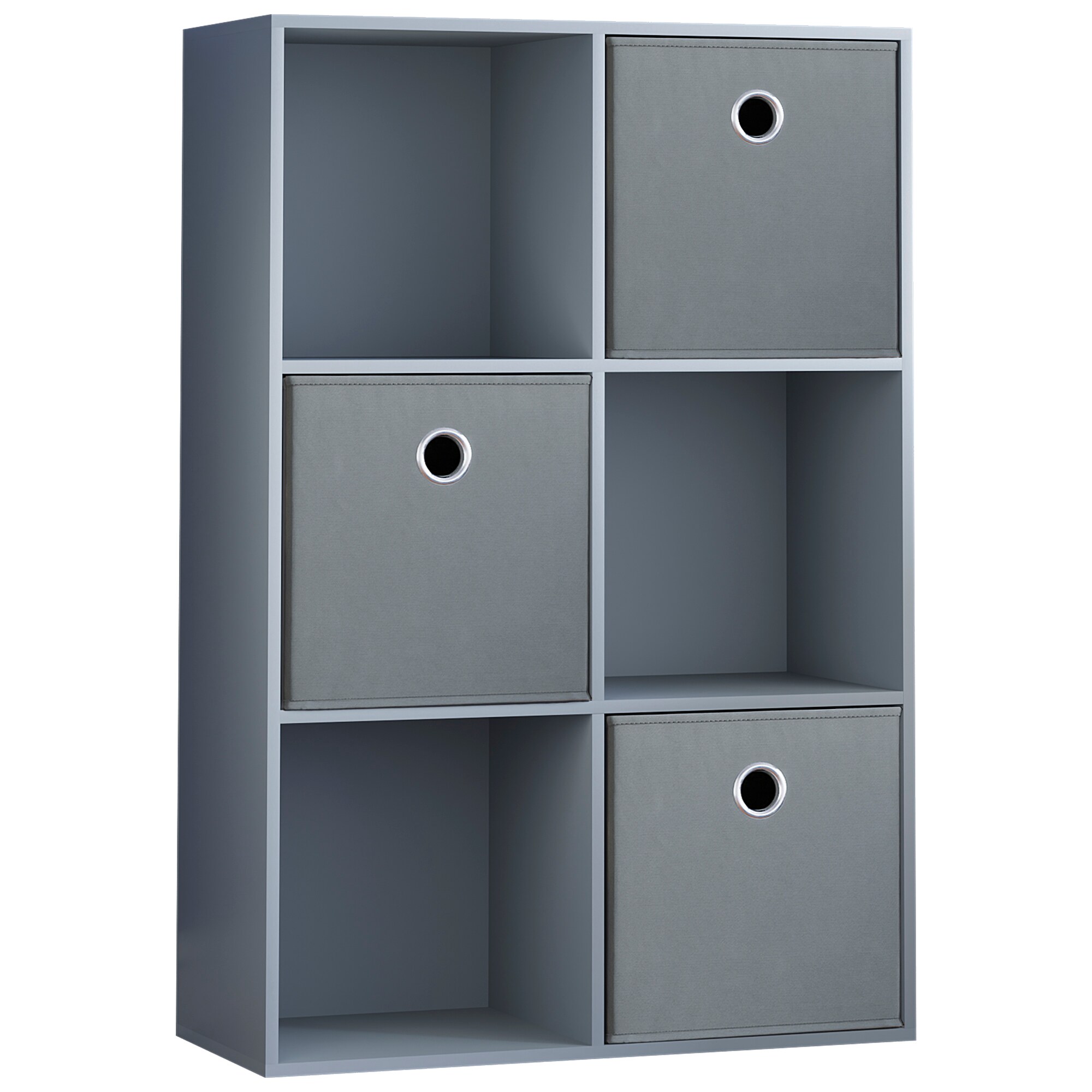 Vida Designs Durham 2x3 Cube Storage Unit, Grey & Set of 3 Grey Cube ...