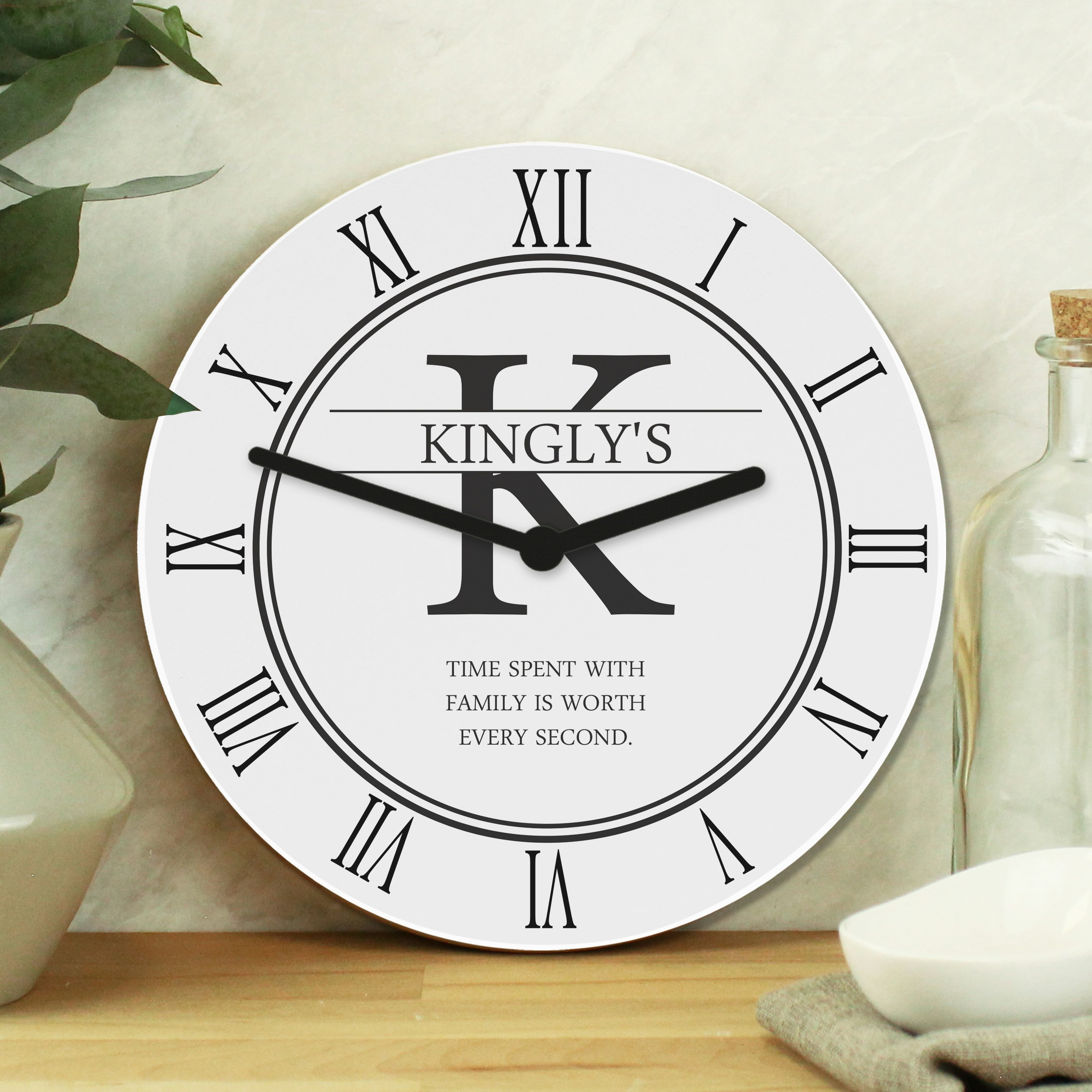 Personalised Family Name & Initial Wooden Clock - Tesco Groceries