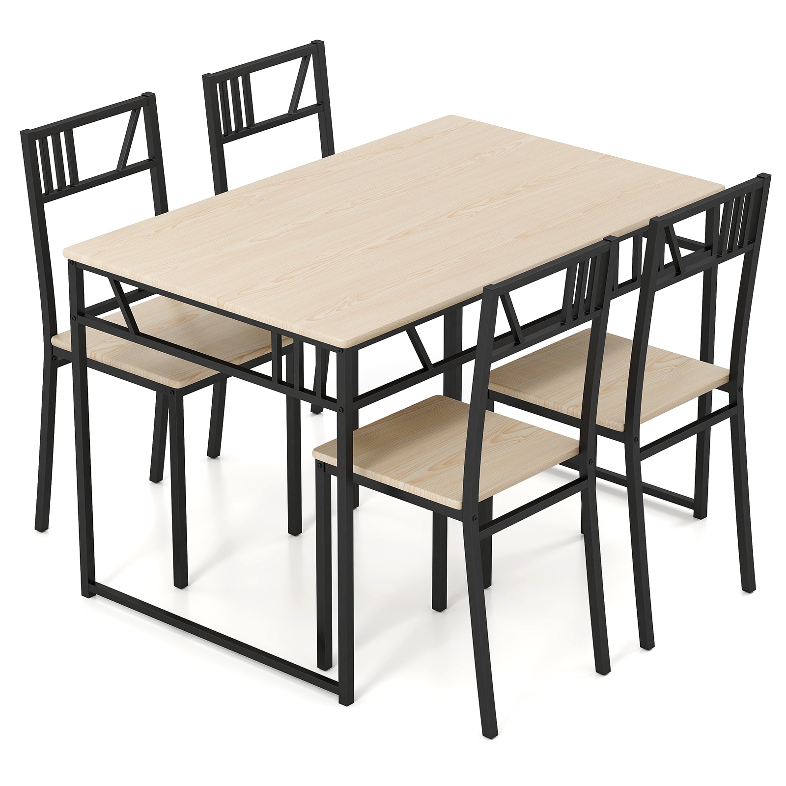 COSTWAY 5 Pcs Dining Table Set Industrial-Style Kitchen Table & 4 ...