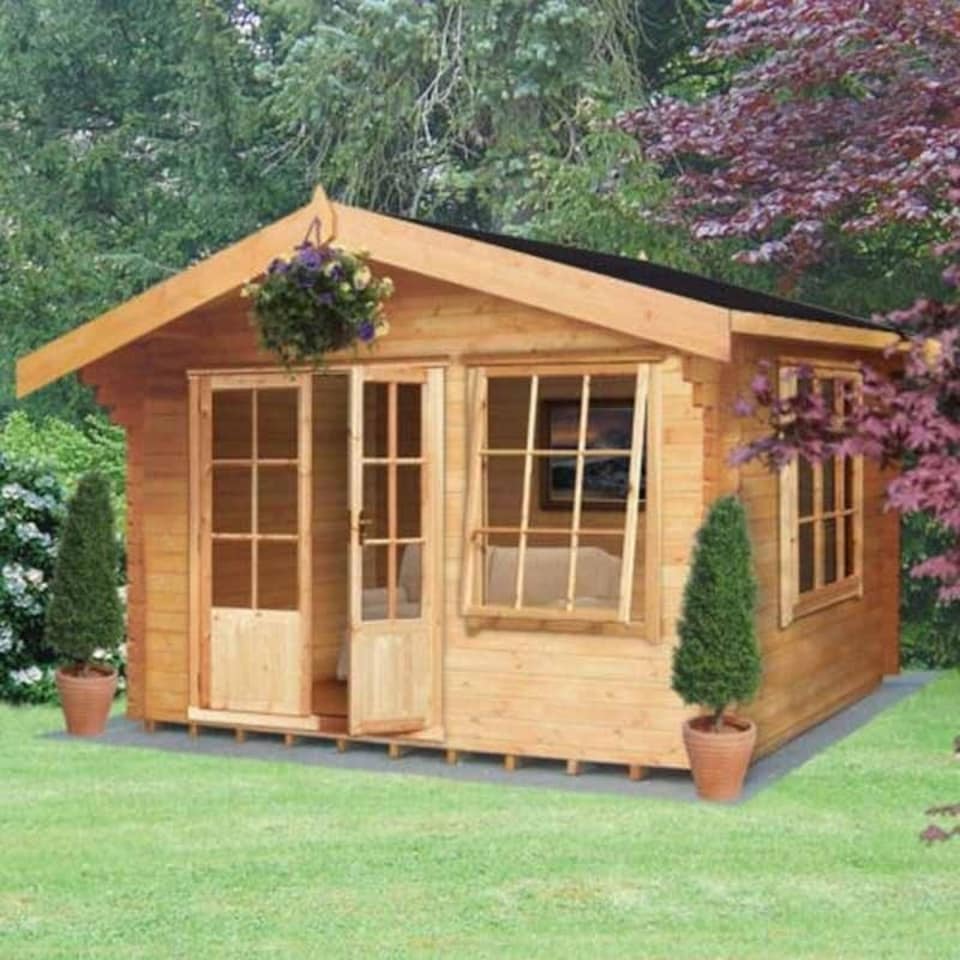 Hale 28 mm Log Cabin 12 x 10 Feet Brown - Tesco Groceries