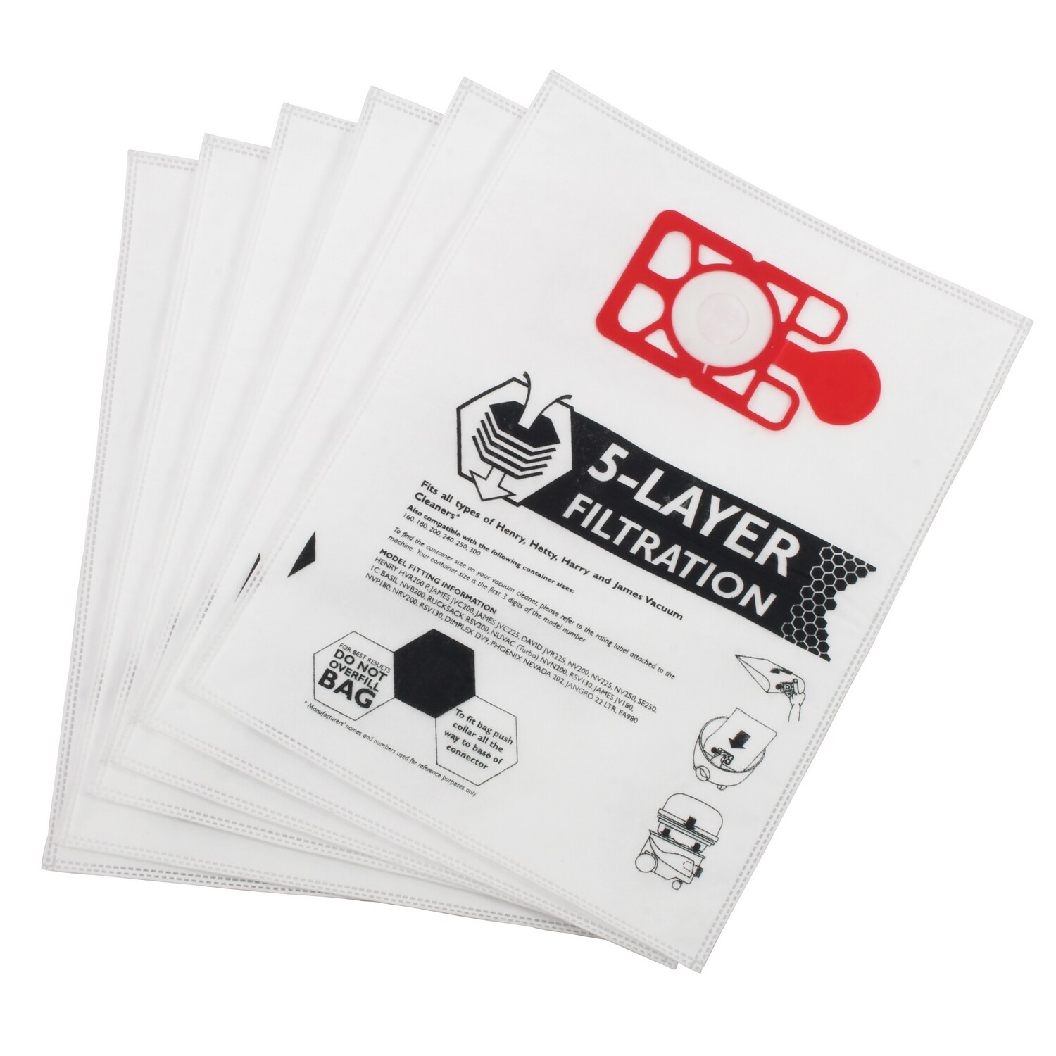 Reliapart Dust Bags for Phoenix 604015 Pack of 5 JVC225 JVR225 NB200 ...