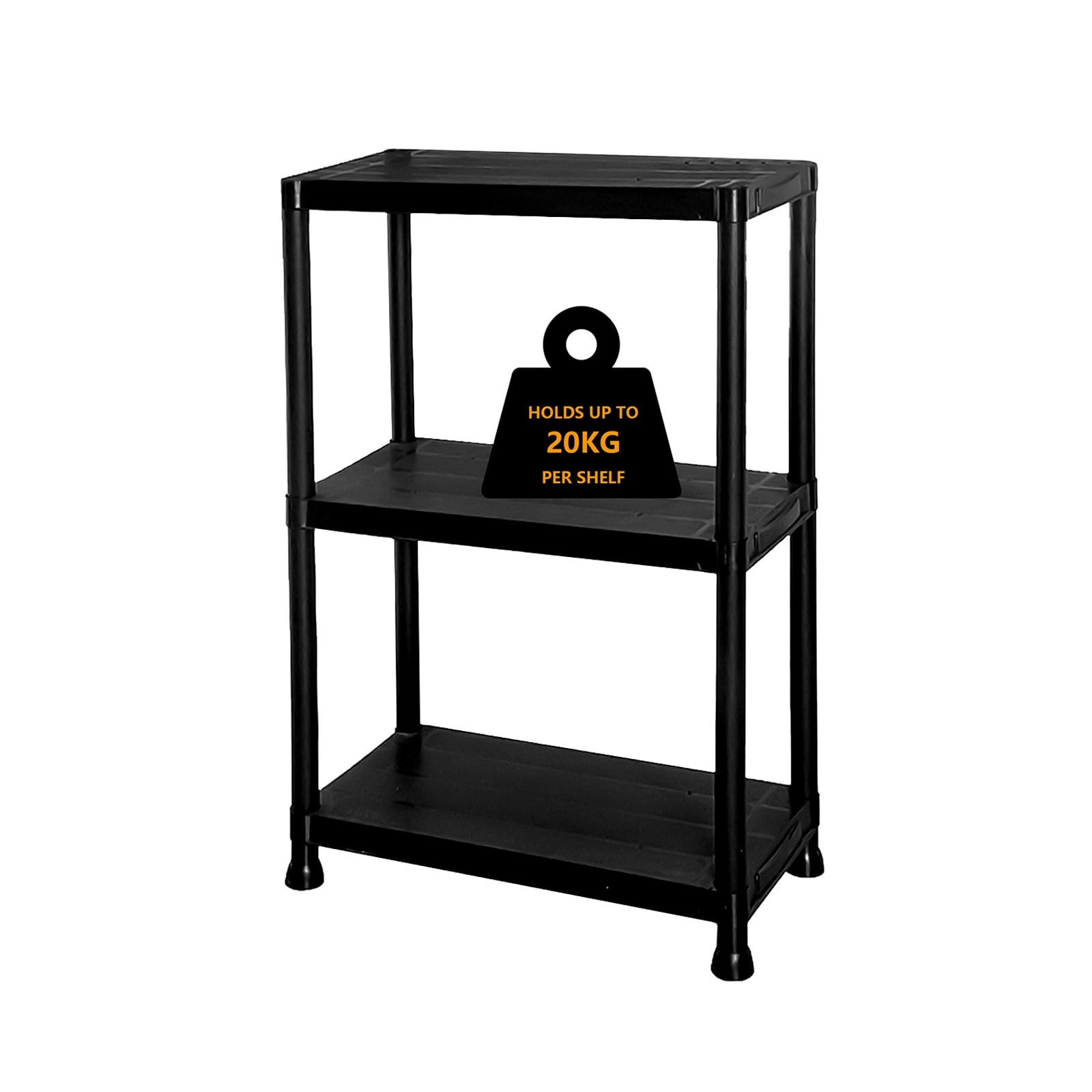 3 TIER PLASTIC STORAGE SHELVES SHELVING HOME GARAGE ORGANISER SHELF ...