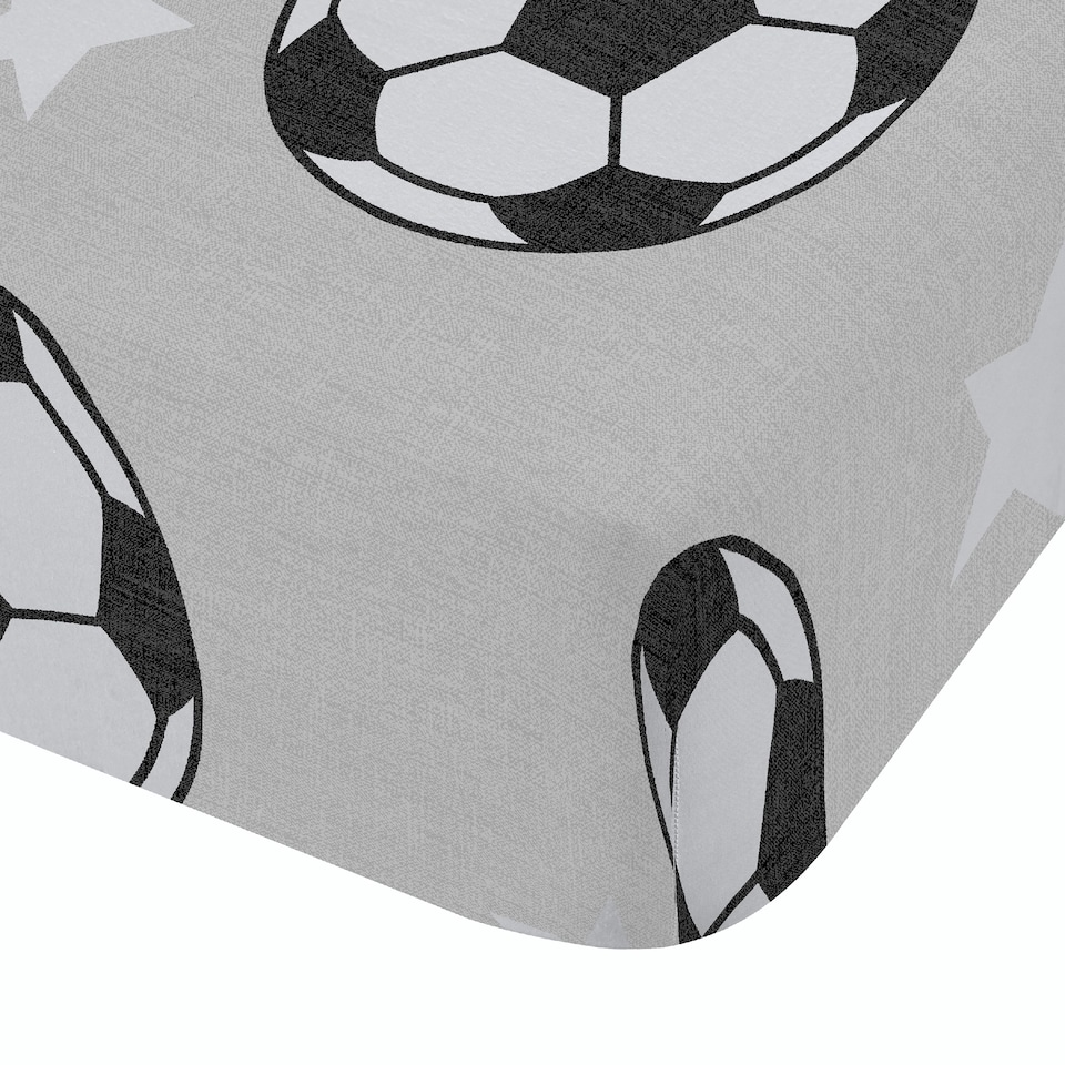 Catherine Lansfield Brushed Cotton Football Stars Fitted Sheet | Grey ...
