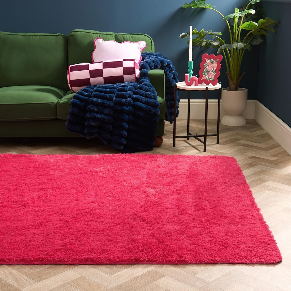 OHS Soft Fluffy Rug Anti-Slip Carpet Area Floor Mat - 80 x 150cm | Pink ...