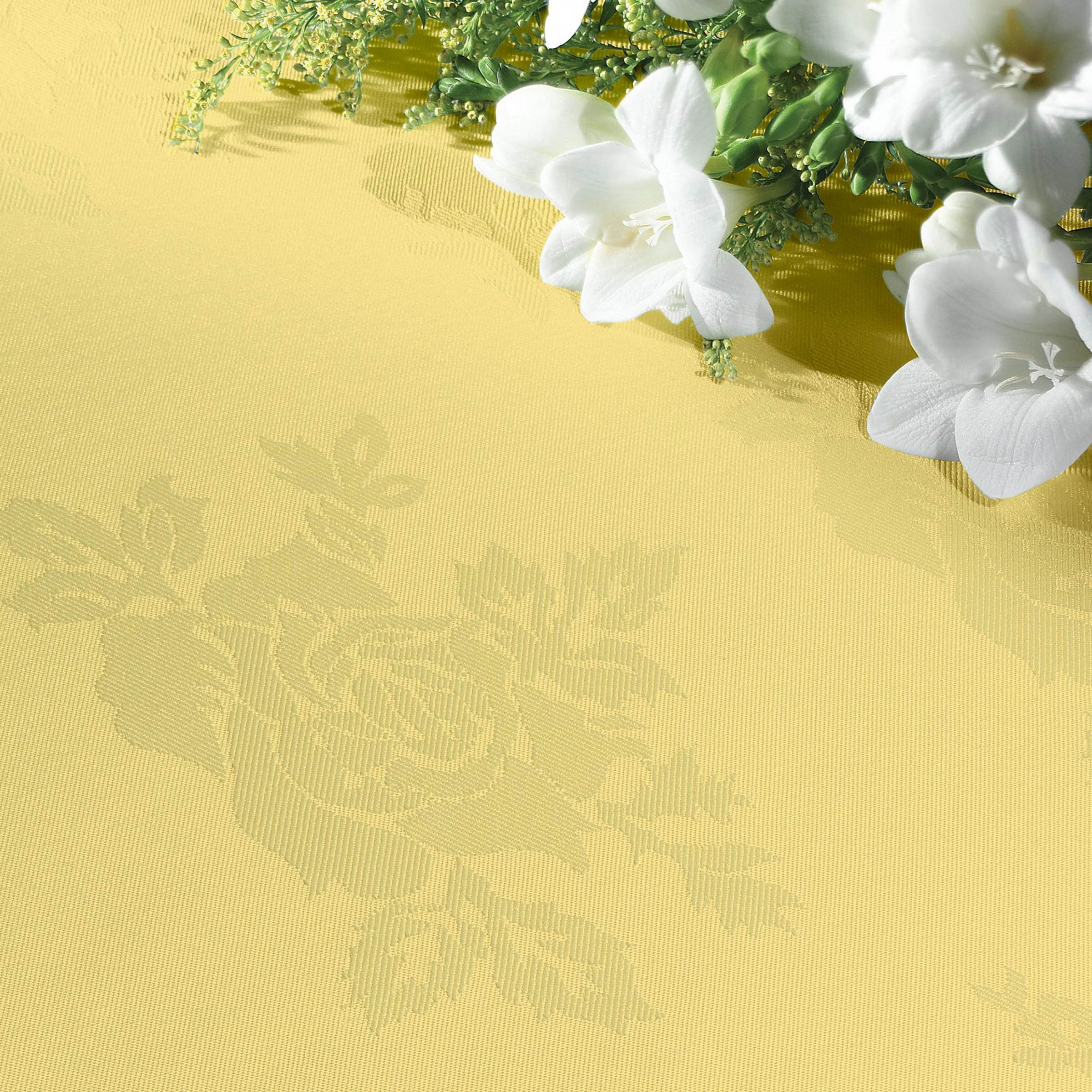 Polyester Rose Design Circular Tablecloth -132cm-Chelsea Yellow - Tesco ...