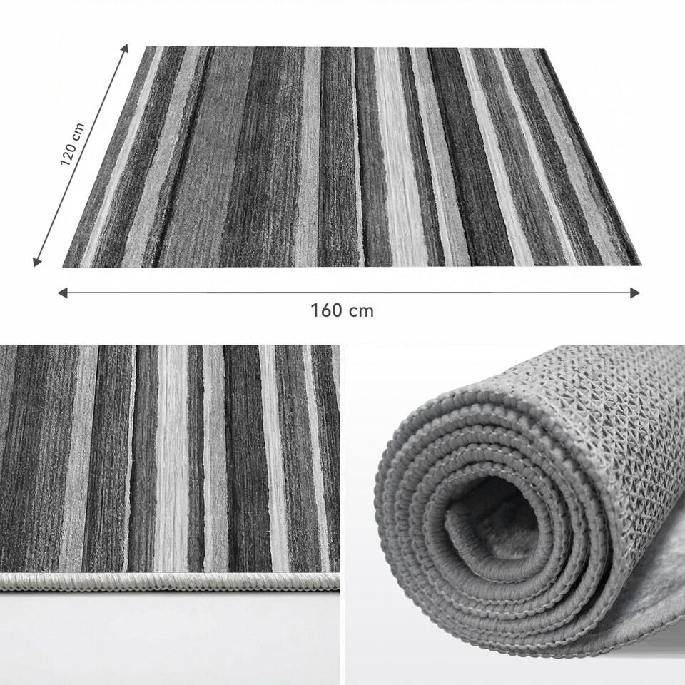 Short Pile Rectangular Striped Pattern Rug 120x160cm - Tesco Groceries