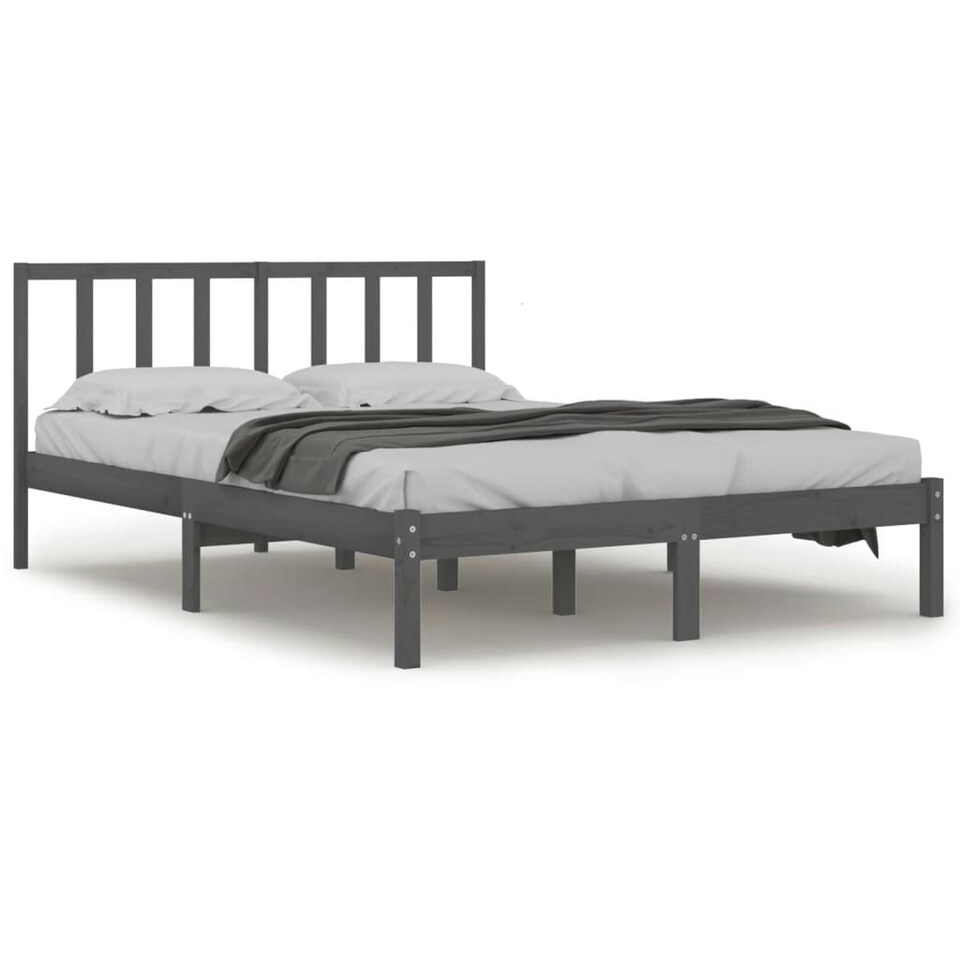 Bed Frame Grey Solid Wood Pine 120x200 cm - Tesco Groceries