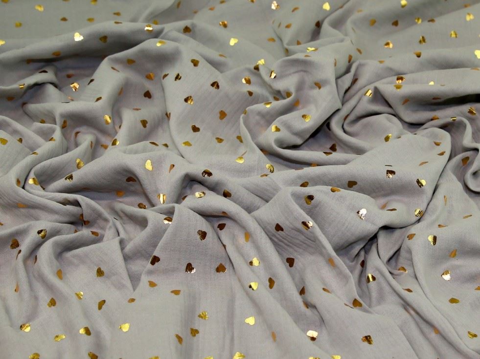 Grey Foil Cotton Double Gauze Fabric for Dressmaking, 135cm / 53" Wide ...