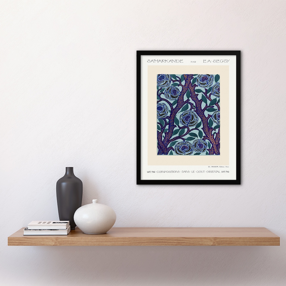 Eugene Seguy Framed Wall Art Print Vintage Rose Bush Flower Pattern ...